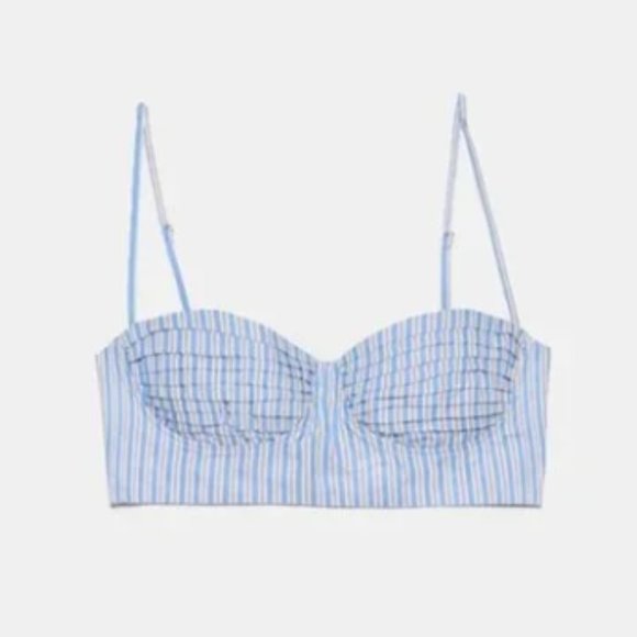 Zara | Tops | Zara Striped Pleated Blue Red White Bra Bustier Crop Top ...